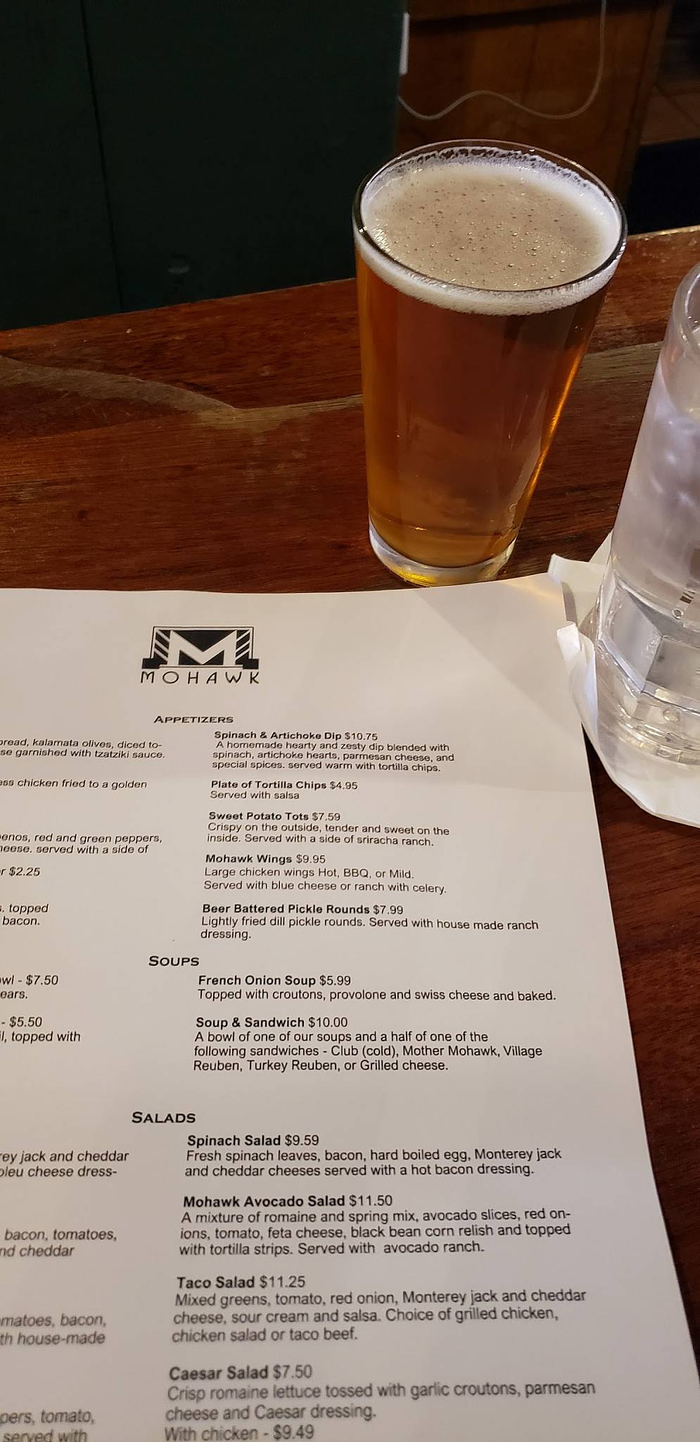 Menu at The Old Mohawk restaurant, Columbus
