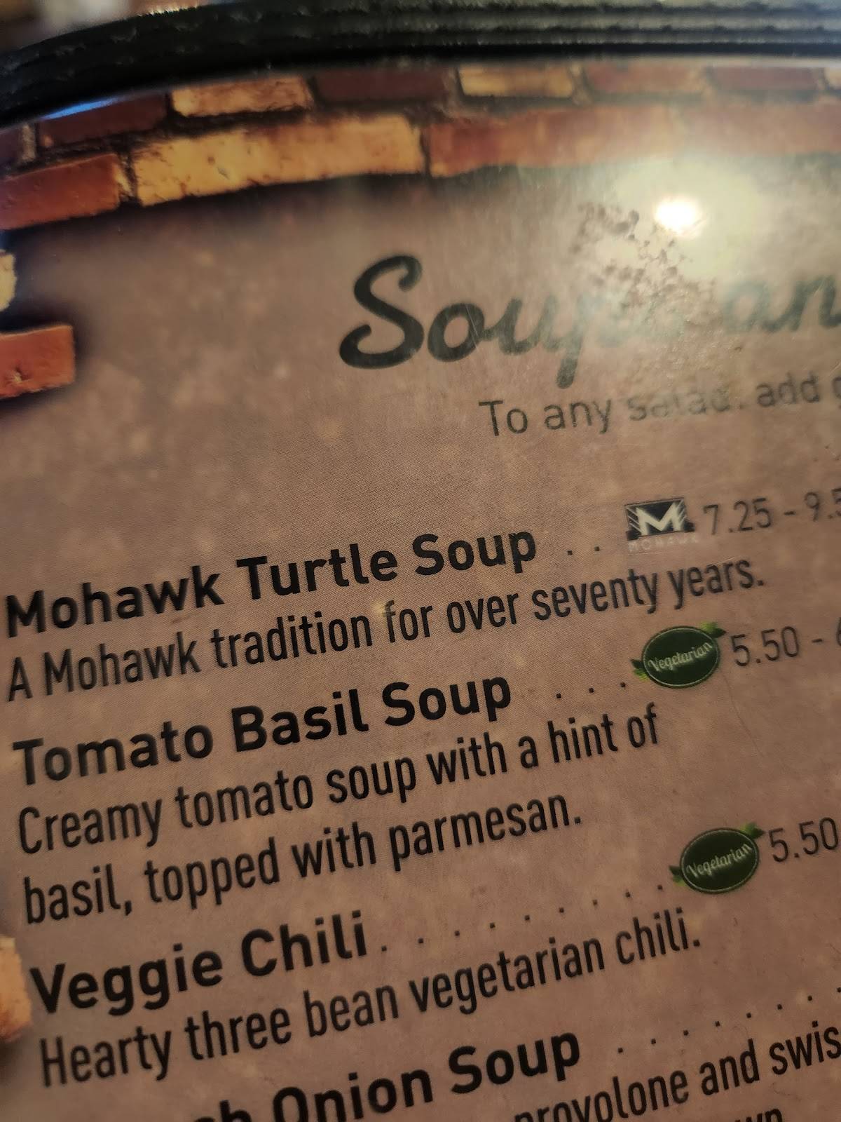 Menu at The Old Mohawk restaurant, Columbus
