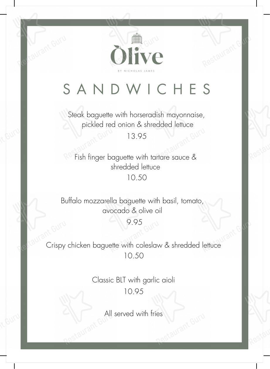 Menu at The Olive Tree pub & bar, Romsey, The Olive Trees