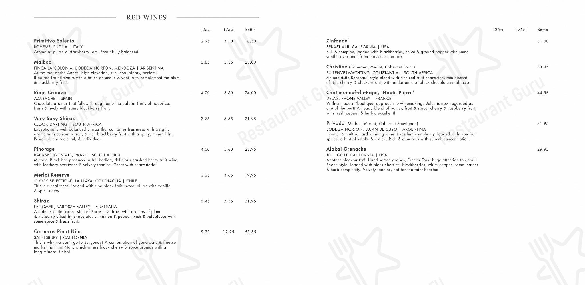 Menu at The Olive Tree pub & bar, Romsey, The Olive Trees
