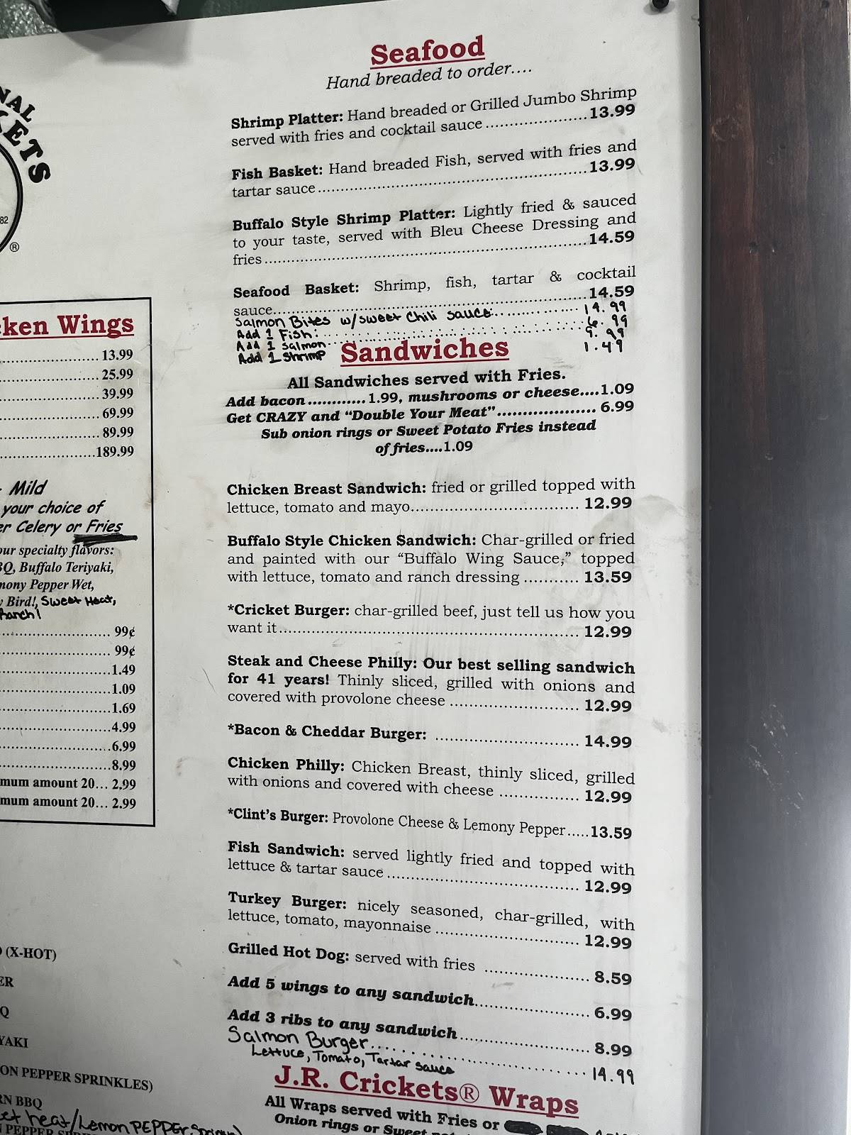 Carta del restaurante The Original J.R. Crickets in Midtown Atlanta ...