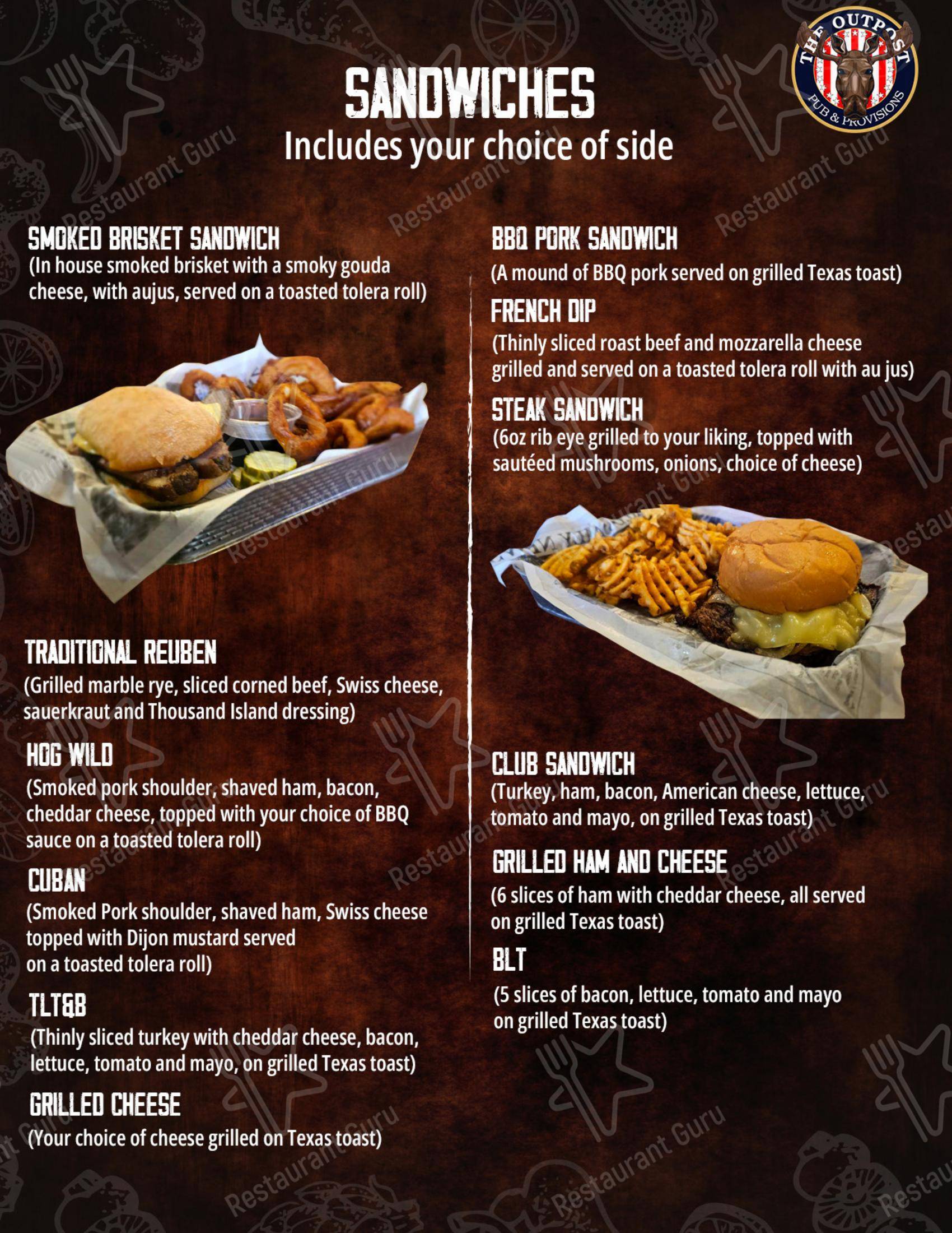 Menu at The Outpost pub & bar, Sherwood