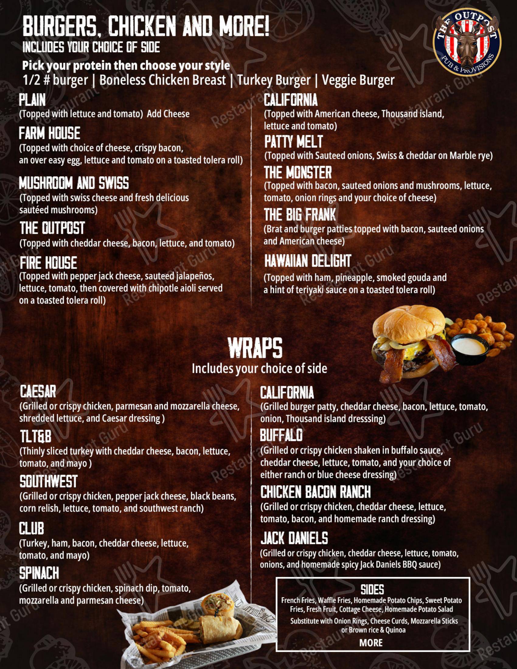 Menu at The Outpost pub & bar, Sherwood
