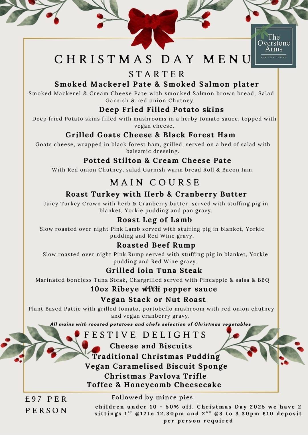 Menu at The Overstone Arms Pub and Dining, Kettering