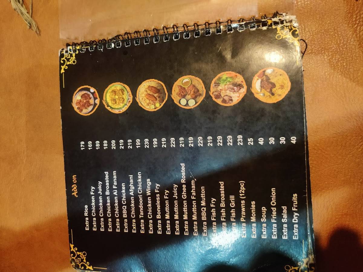 Menu at The Pavilion Huts Mandi, Hyderabad