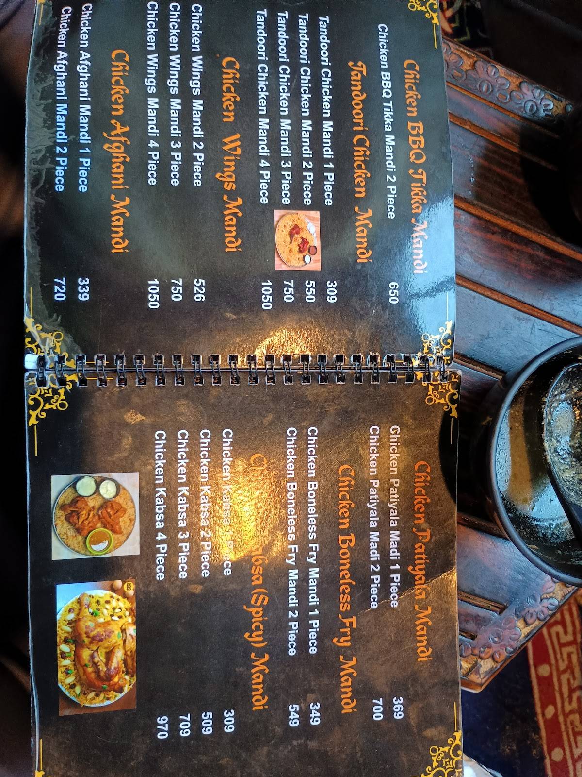 Menu at The Pavilion Huts Mandi, Hyderabad
