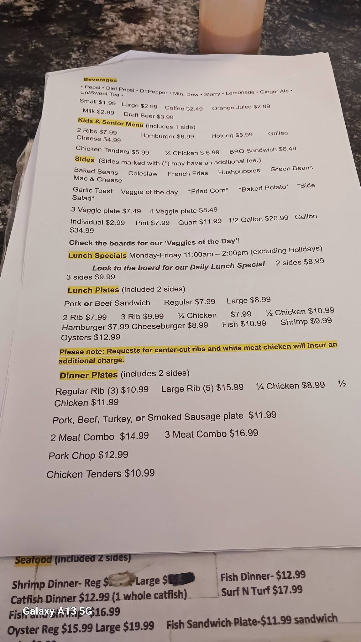 Menu at The Pig Bar-B-Q, Jacksonville, Lem Turner Rd
