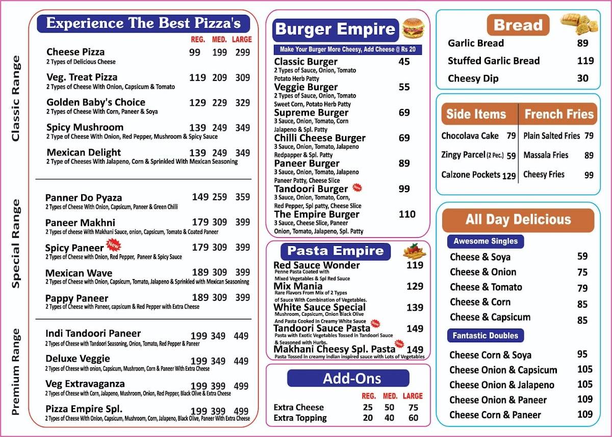 Menu at The Pizza Empire Gangoh, Gangoh