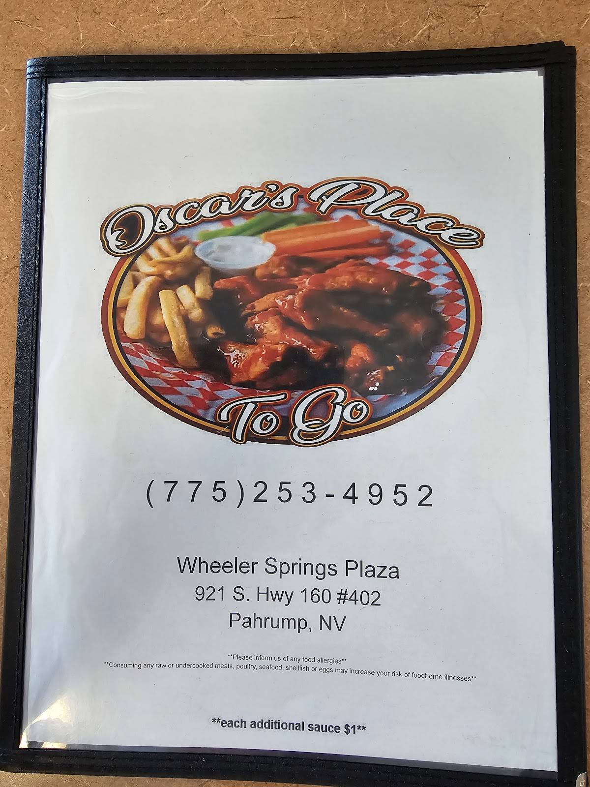 Menu at The Place To Go restaurant, Pahrump, 921 NV-160