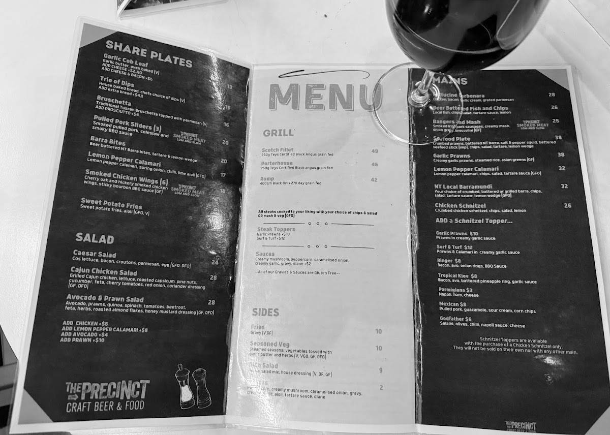 Menu at The Precinct pub & bar, Darwin City