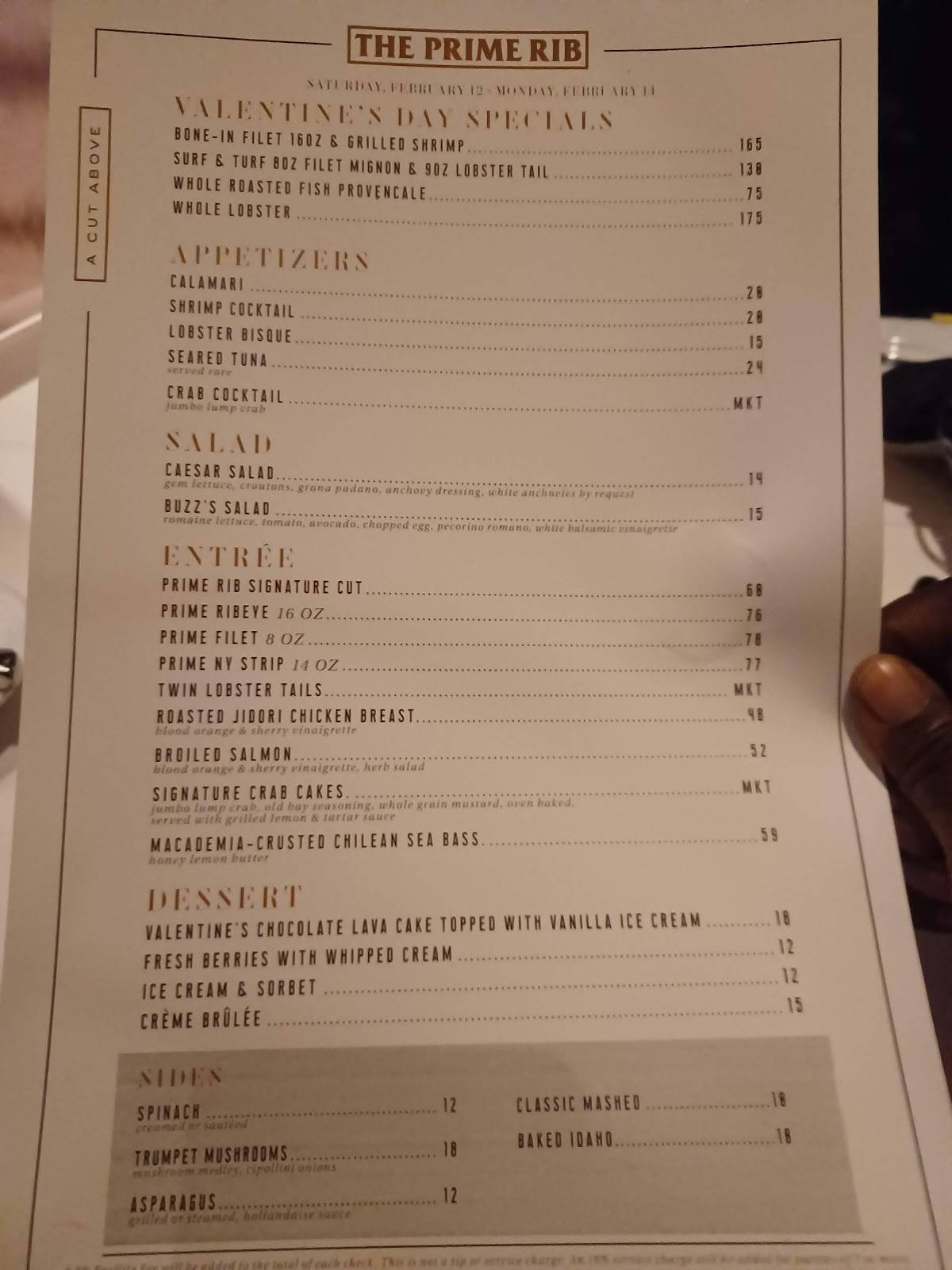 Menu at The Prime Rib at Live! Casino & Hotel steakhouse, Hanover ...