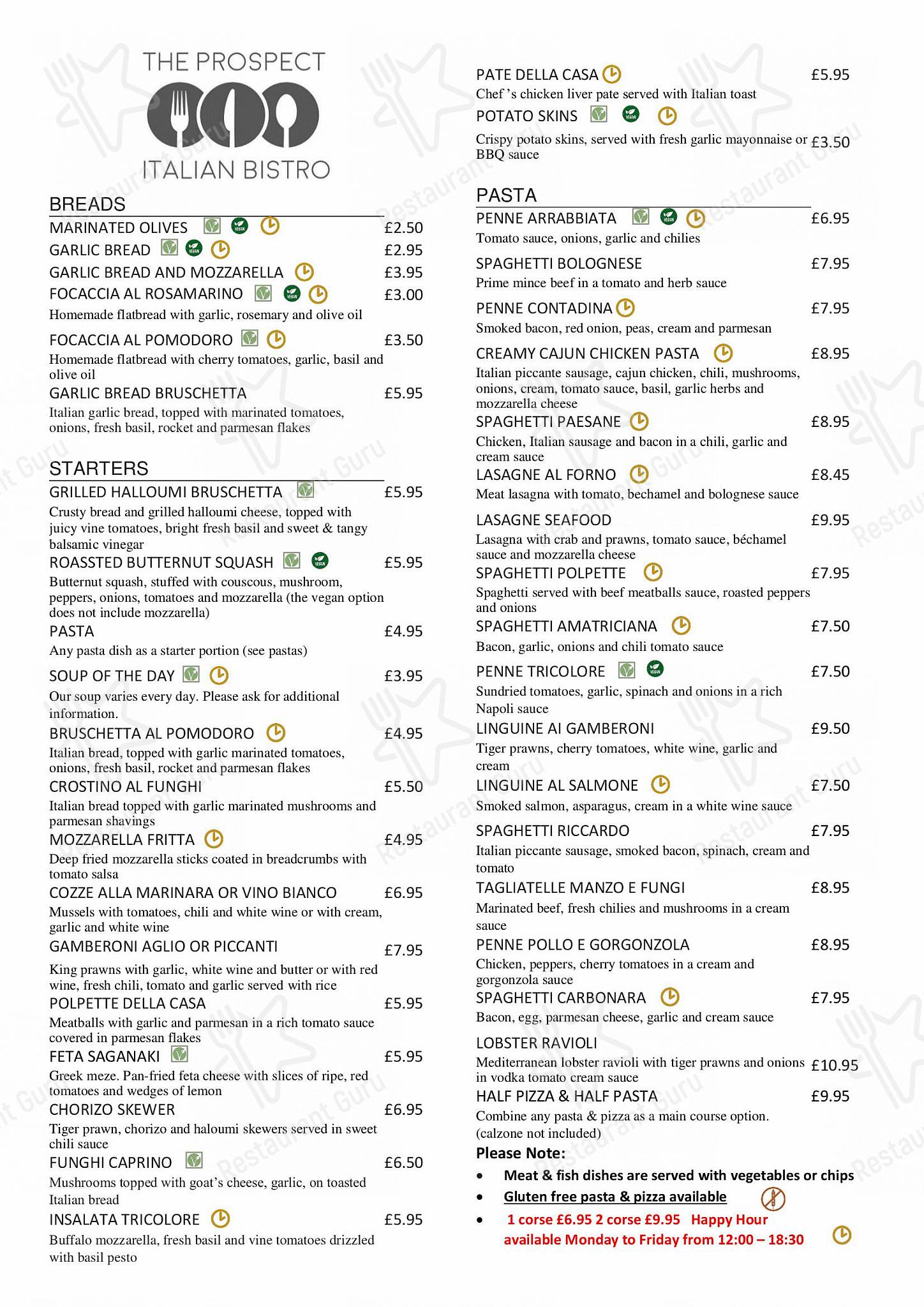Menu at The Prospect Italian Bistro restaurant, Houghton le Spring ...