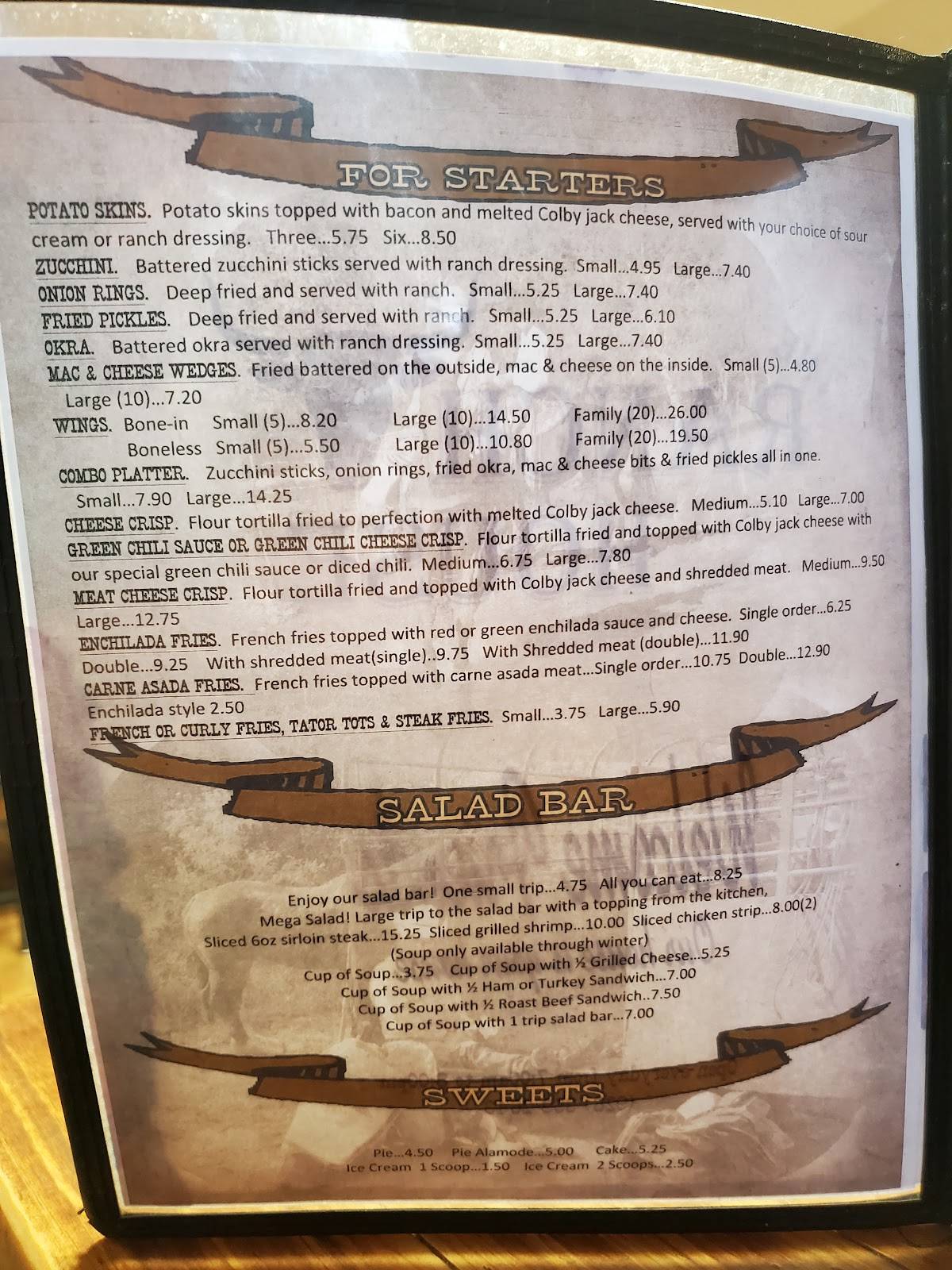 Menu at The Ranch House restaurant, Duncan