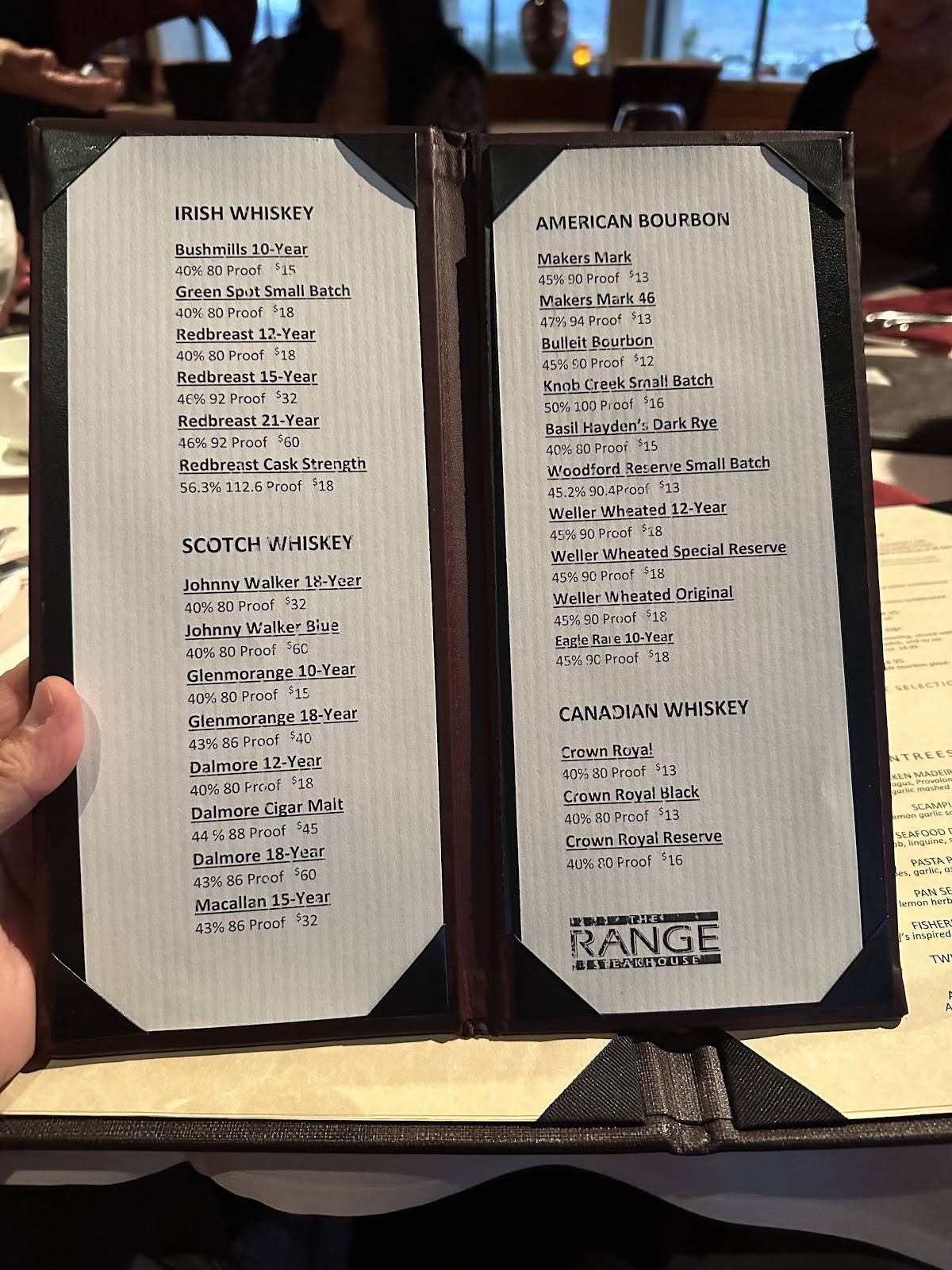 Menu at The Range Steakhouse, Laughlin