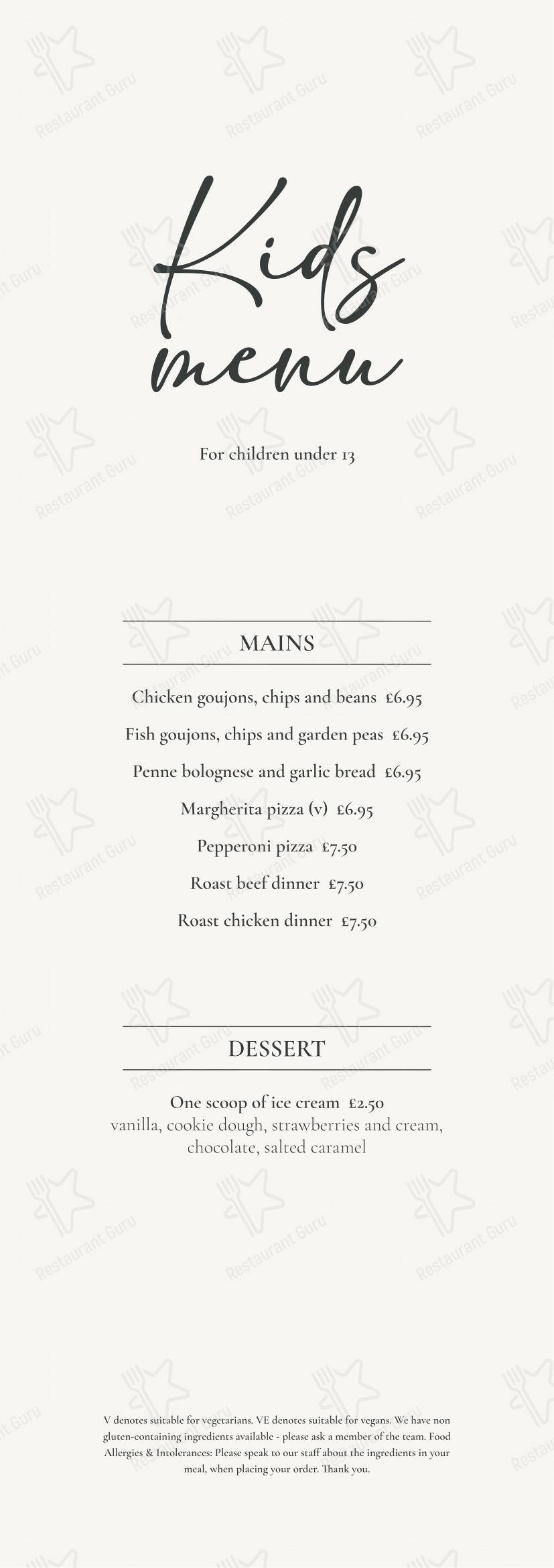 Menu at The Ranken Arms pub & bar, Darwen