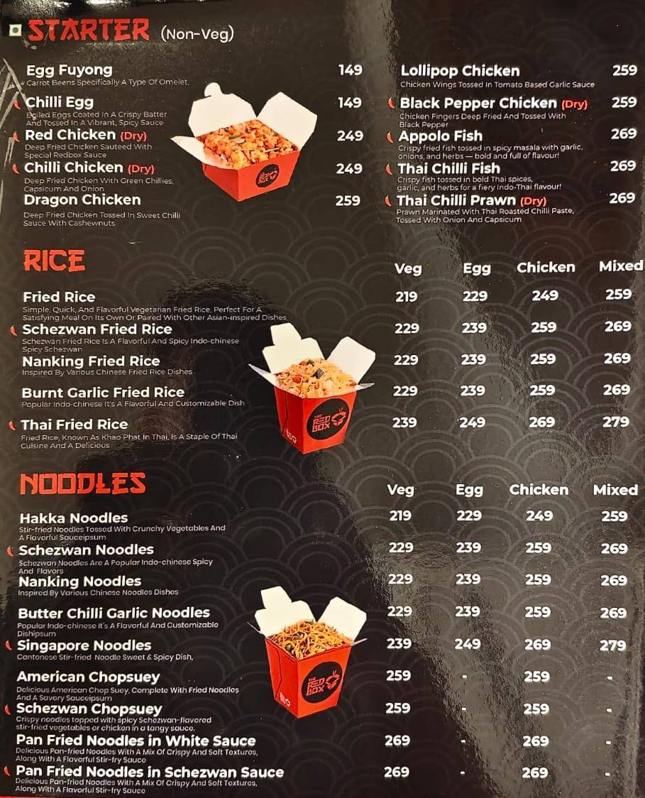 Menu at The Red Box, Coimbatore