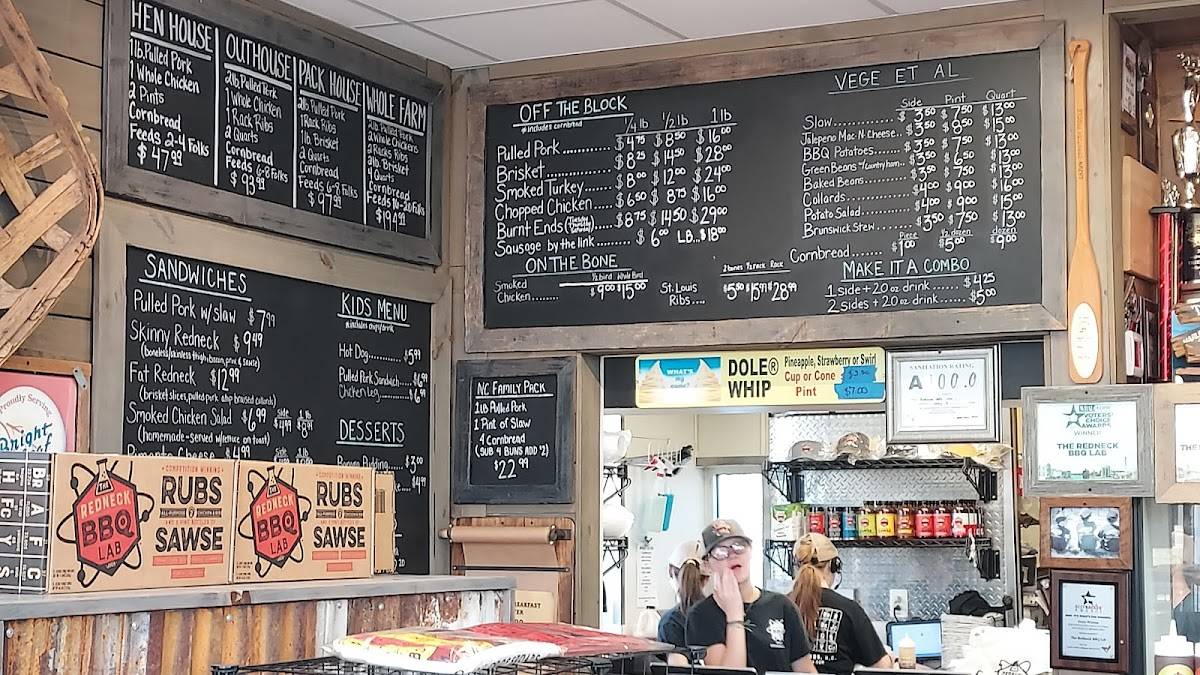Menu at The Redneck BBQ Lab, USA