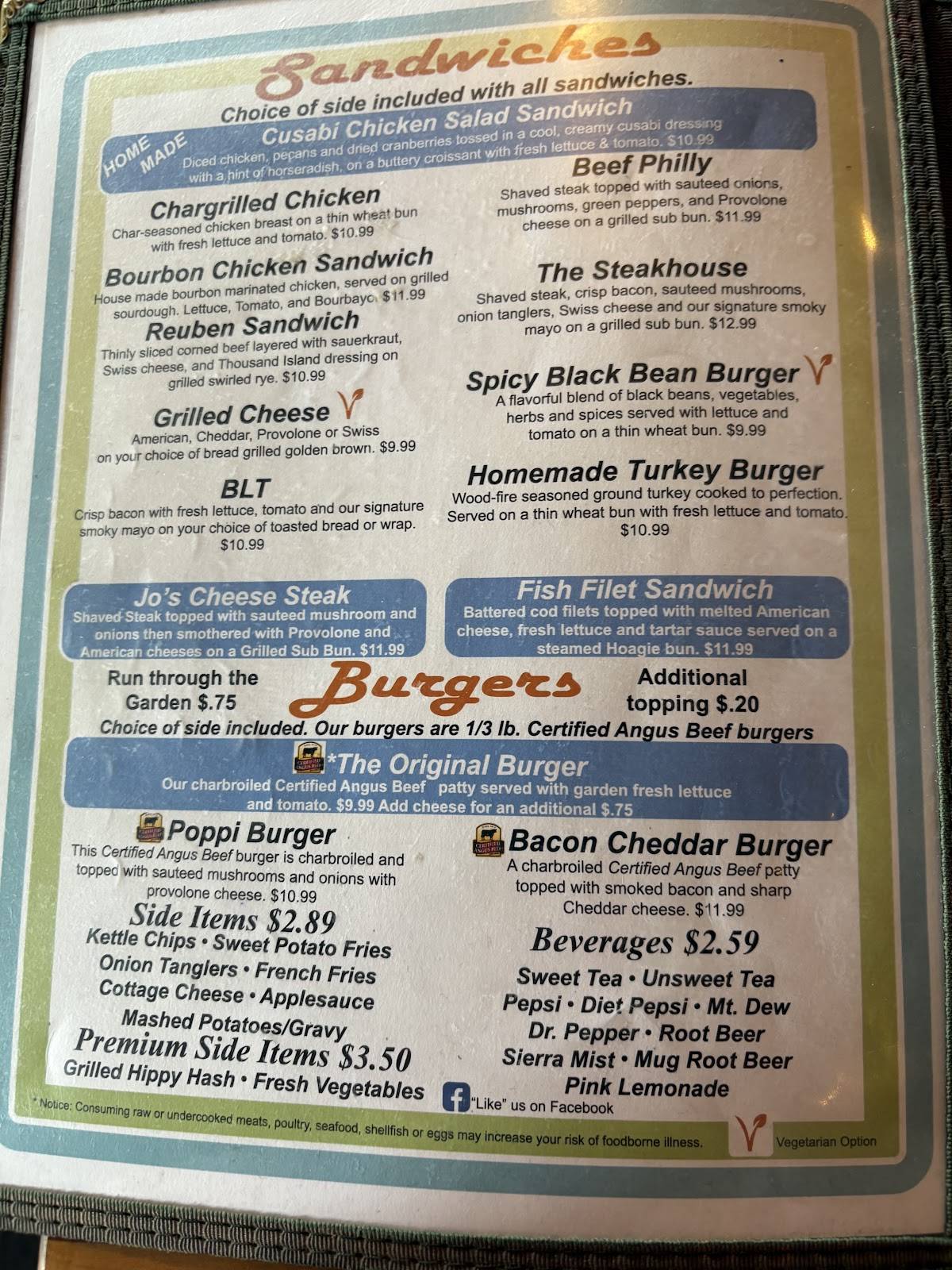 Menu at The Ridge Inn Restaurant, Laurelville