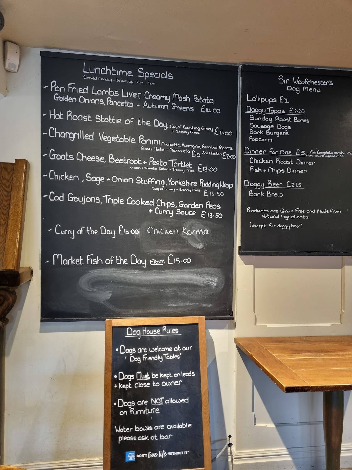 Menu at The Ridley Arms restaurant, Stannington