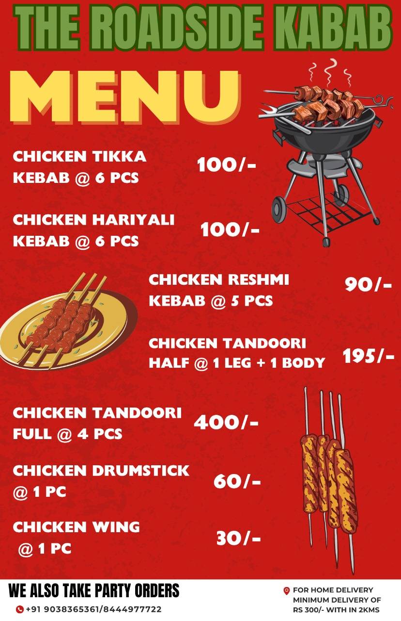 Menu at The Roadside Kabab, Kolkata
