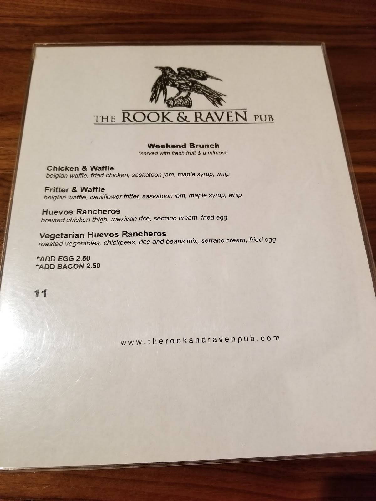 Menu at The Rook & Raven Pub, Saskatoon