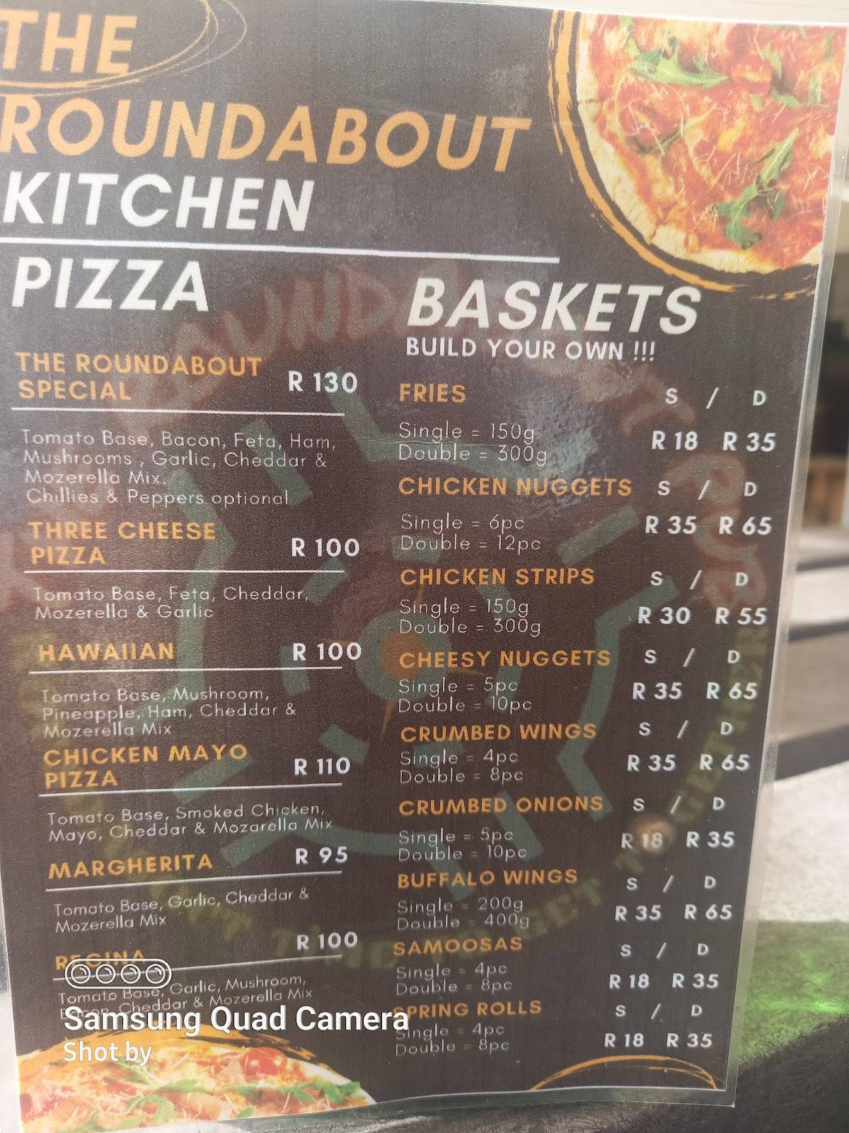 Menu at The Roundabout Pub, Cape Town