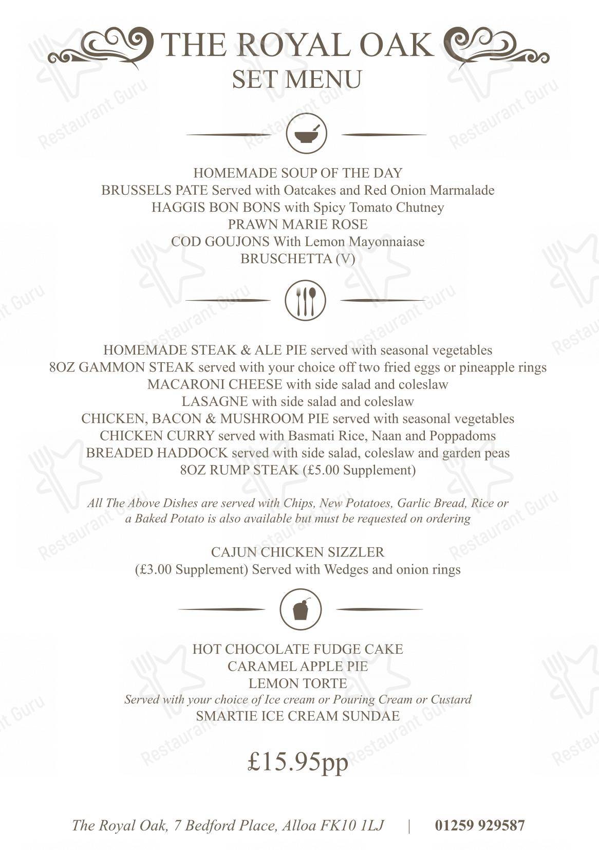 Menu at Royal Oak Alloa pub & bar, Alloa