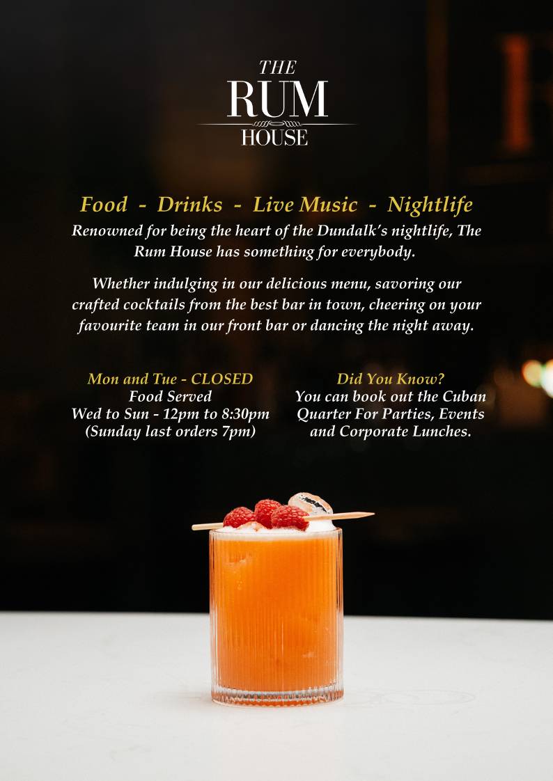 Menu at The Rum House pub & bar, Dundalk