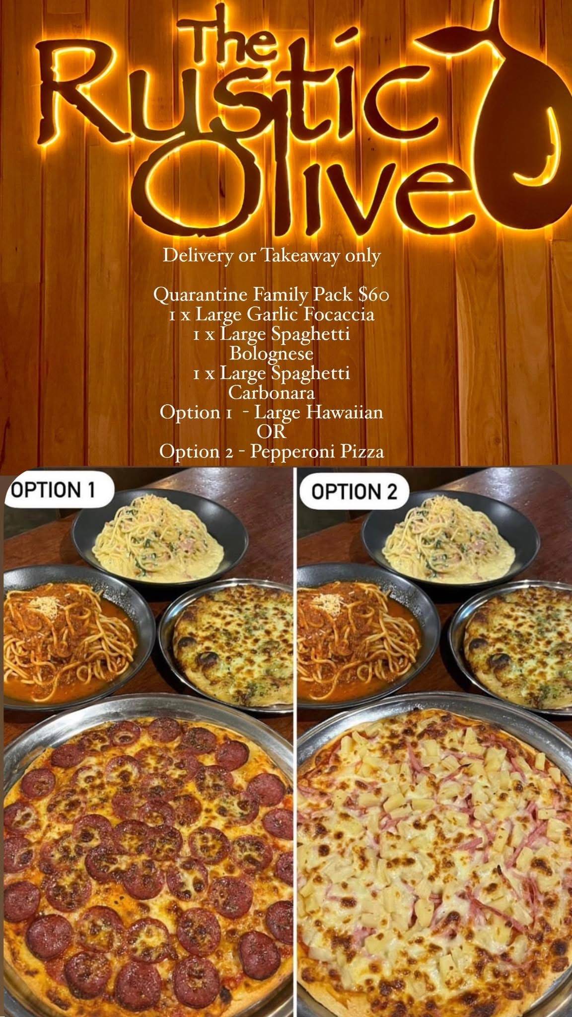 Menu at The Rustic Olive restaurant, Redcliffe