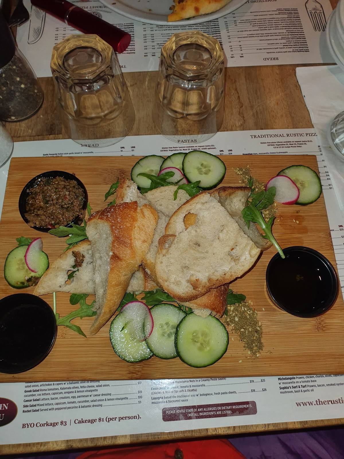 Menu at The Rustic Olive restaurant, Redcliffe