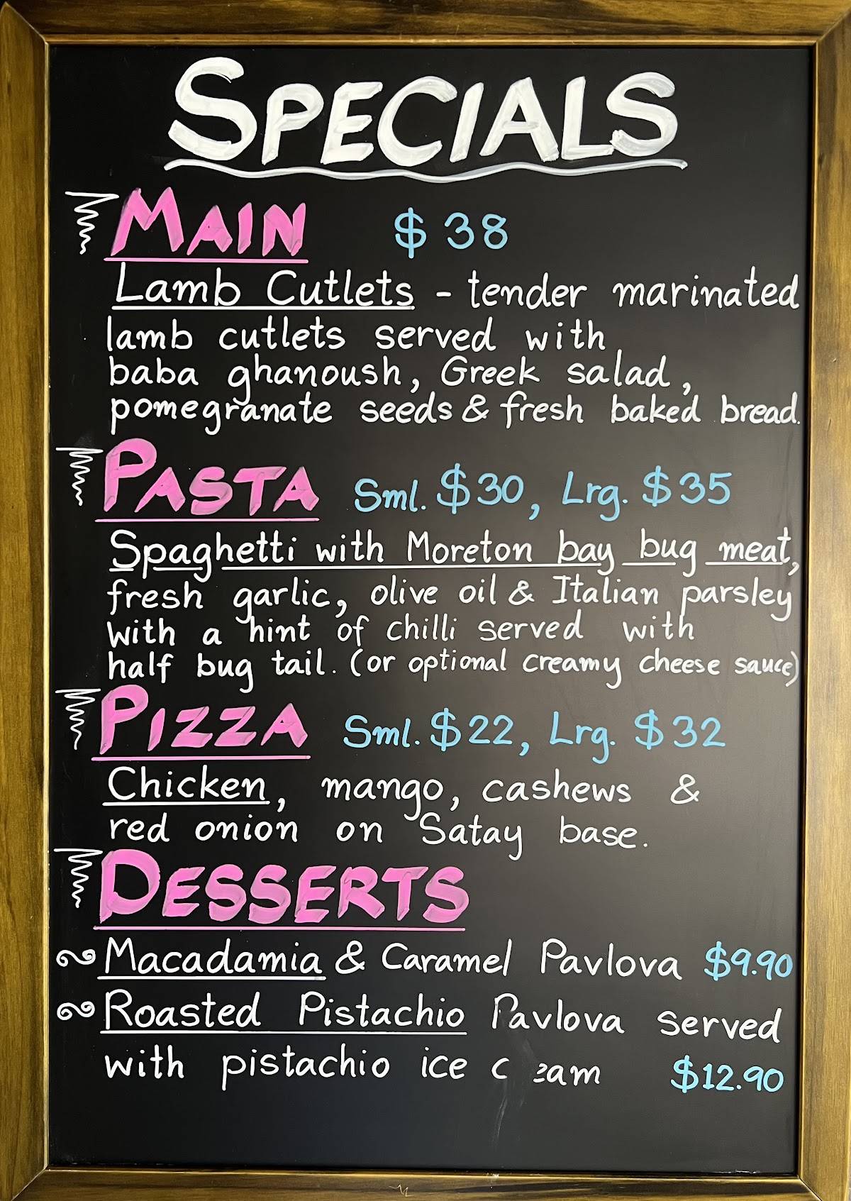 Menu at The Rustic Olive restaurant, Redcliffe