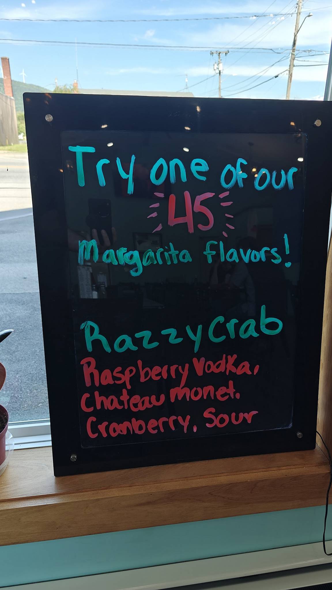 Menu at The Rusty Crab restaurant, Mars Hill