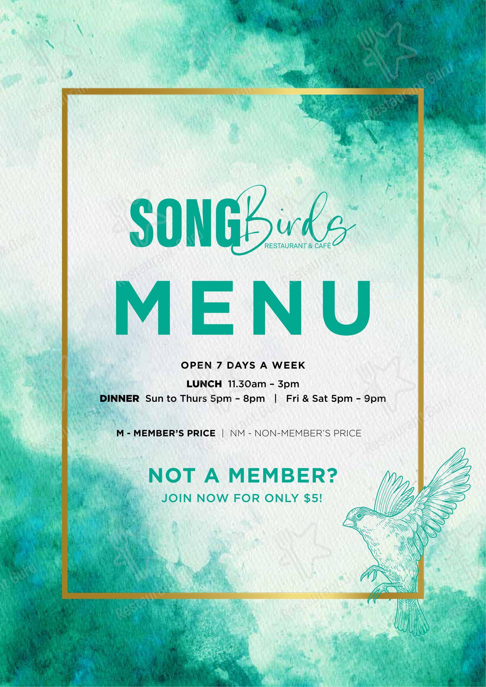 Menu at The Sands Social restaurant, Sandgate
