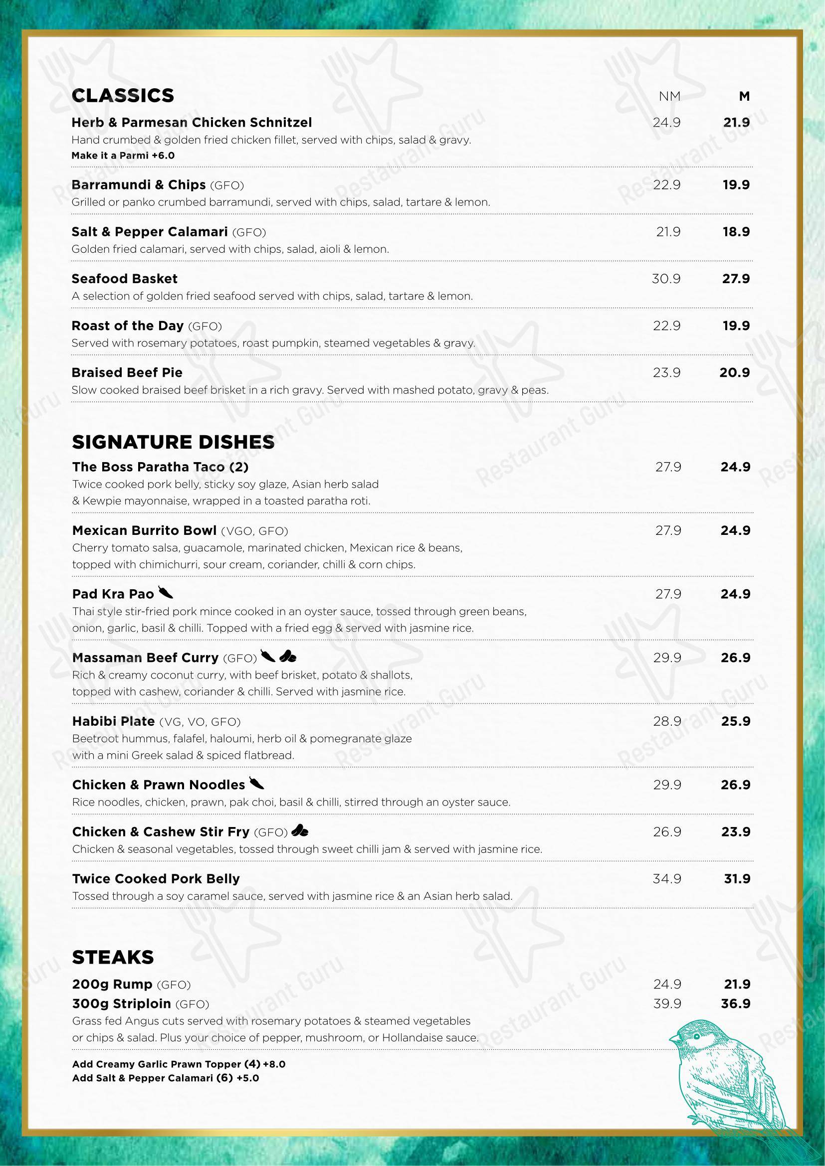 Menu at The Sands Social restaurant, Sandgate