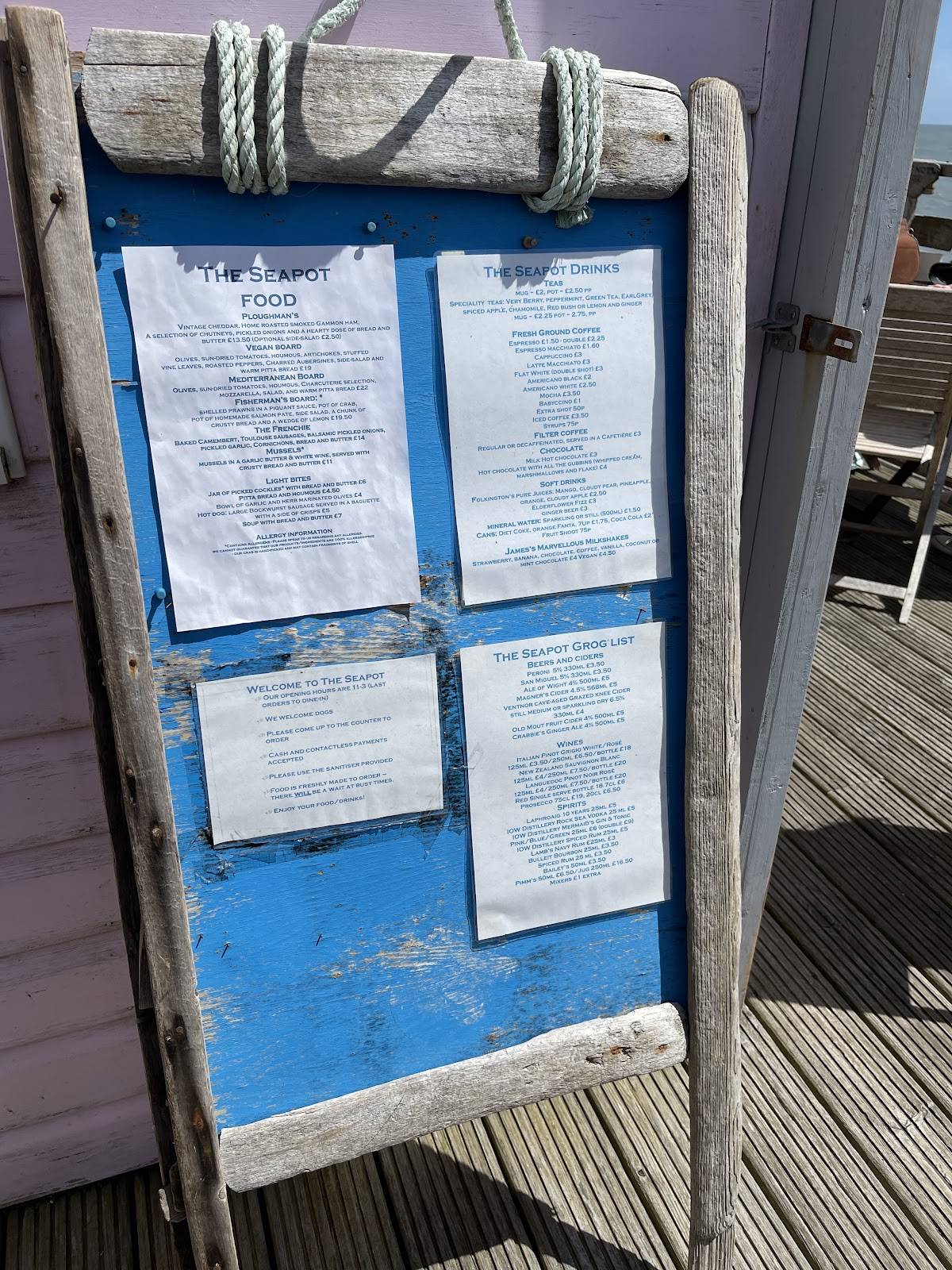 Menu at The Seapot restaurant, Ventnor