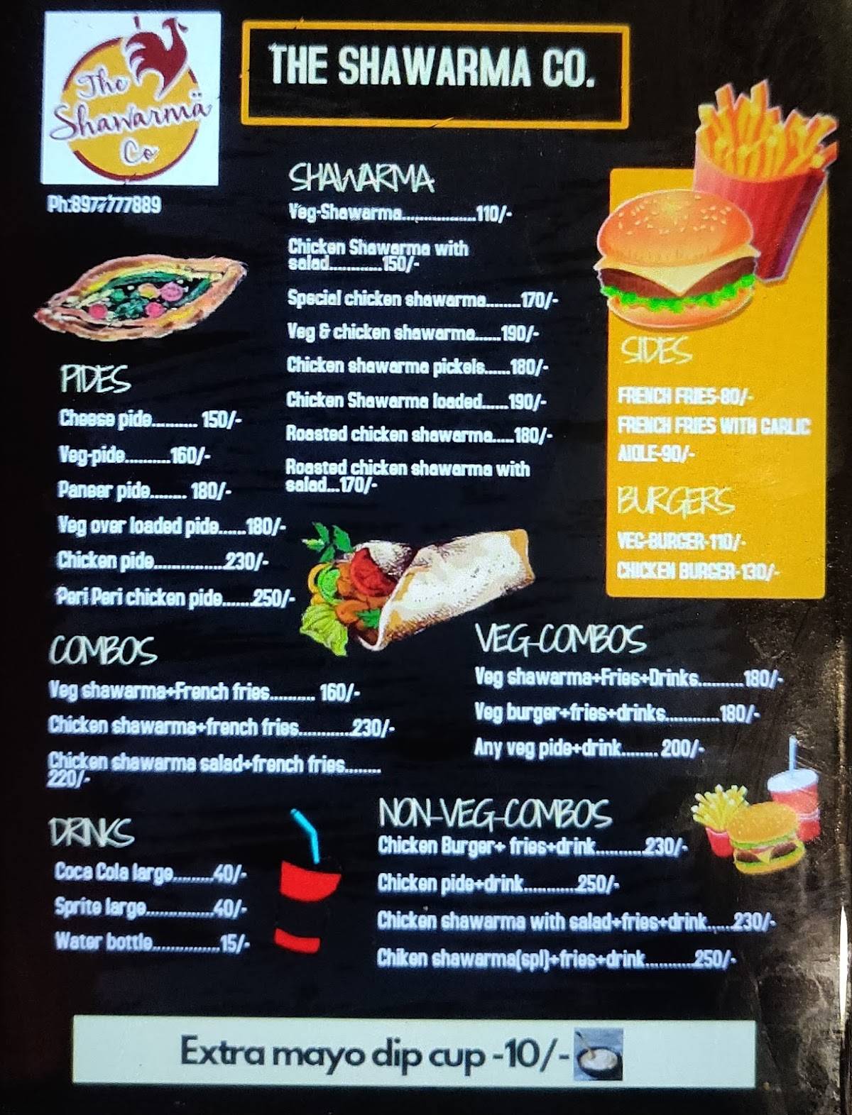 Menu at The Shawarma company, Vijayawada, 40-6-27 Murali Fortune Road