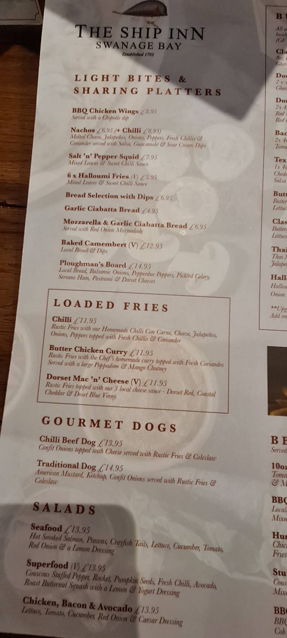 Menu at The Ship Inn pub & bar, Swanage, 23A High St