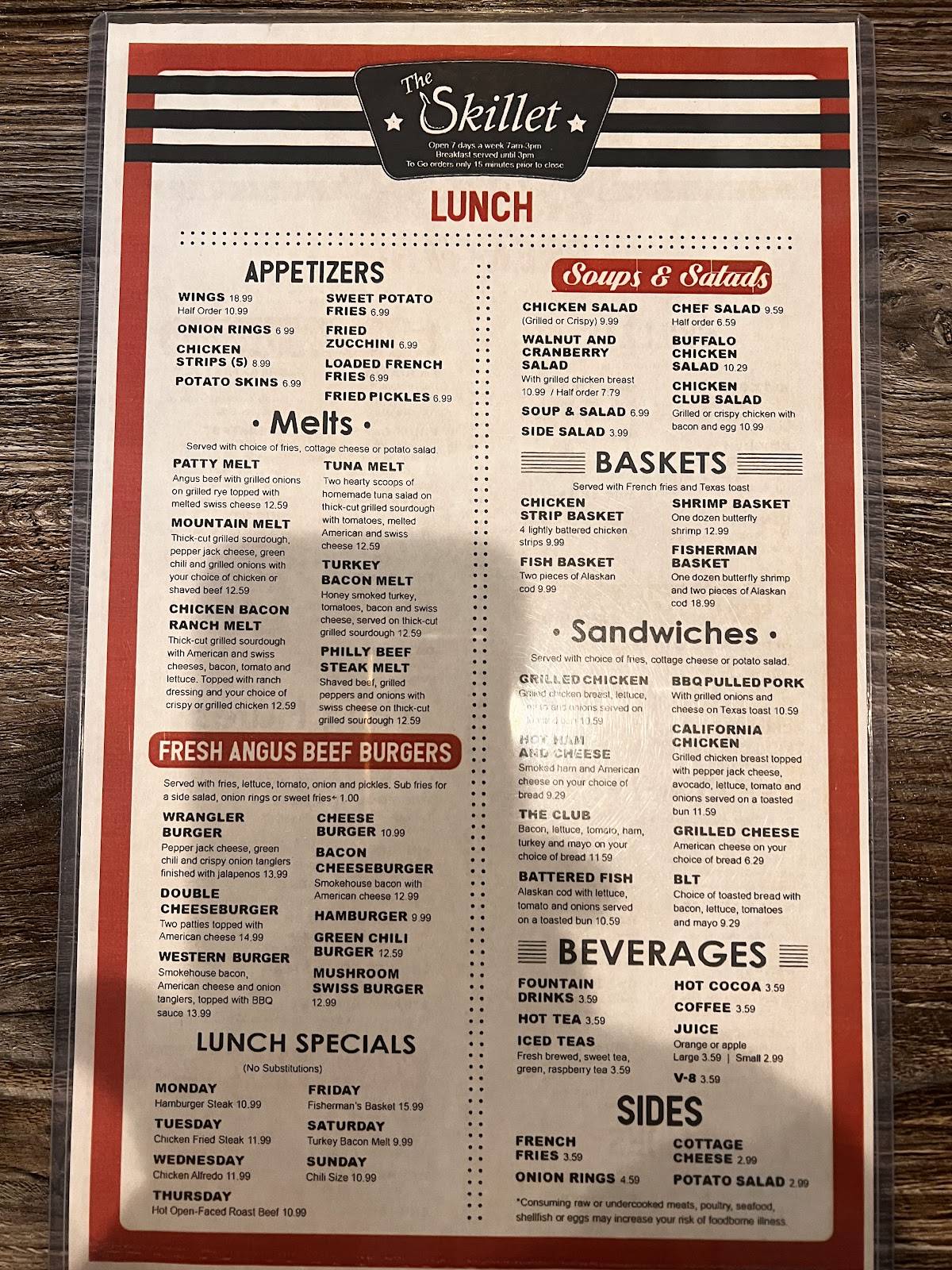 Menu at The Skillet Cafe', Snowflake