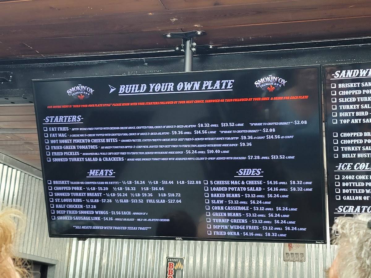 Menu at The Smokin´OX Premium BBQ, Winter Haven