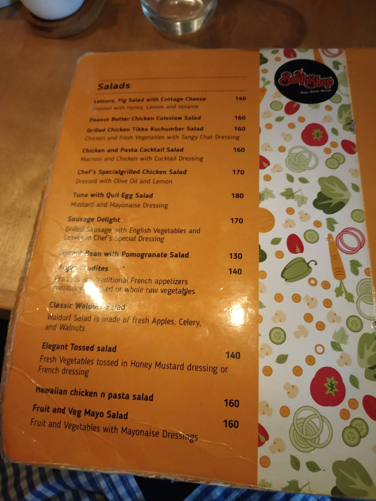 Menu at The Soup Shop, Kochi