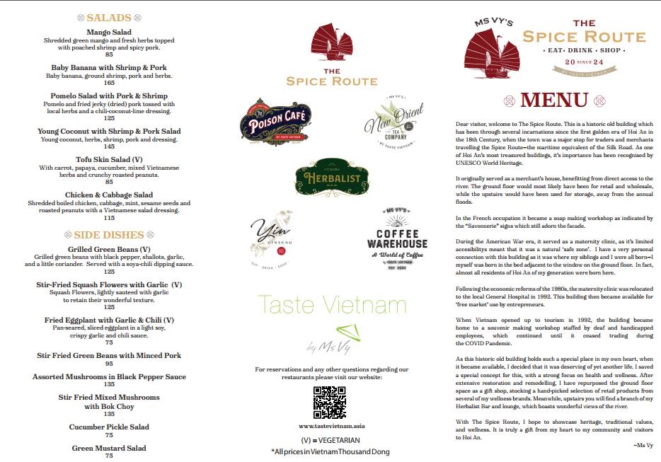 Menu at The Spice Route by Ms Vy restaurant, Hoi An