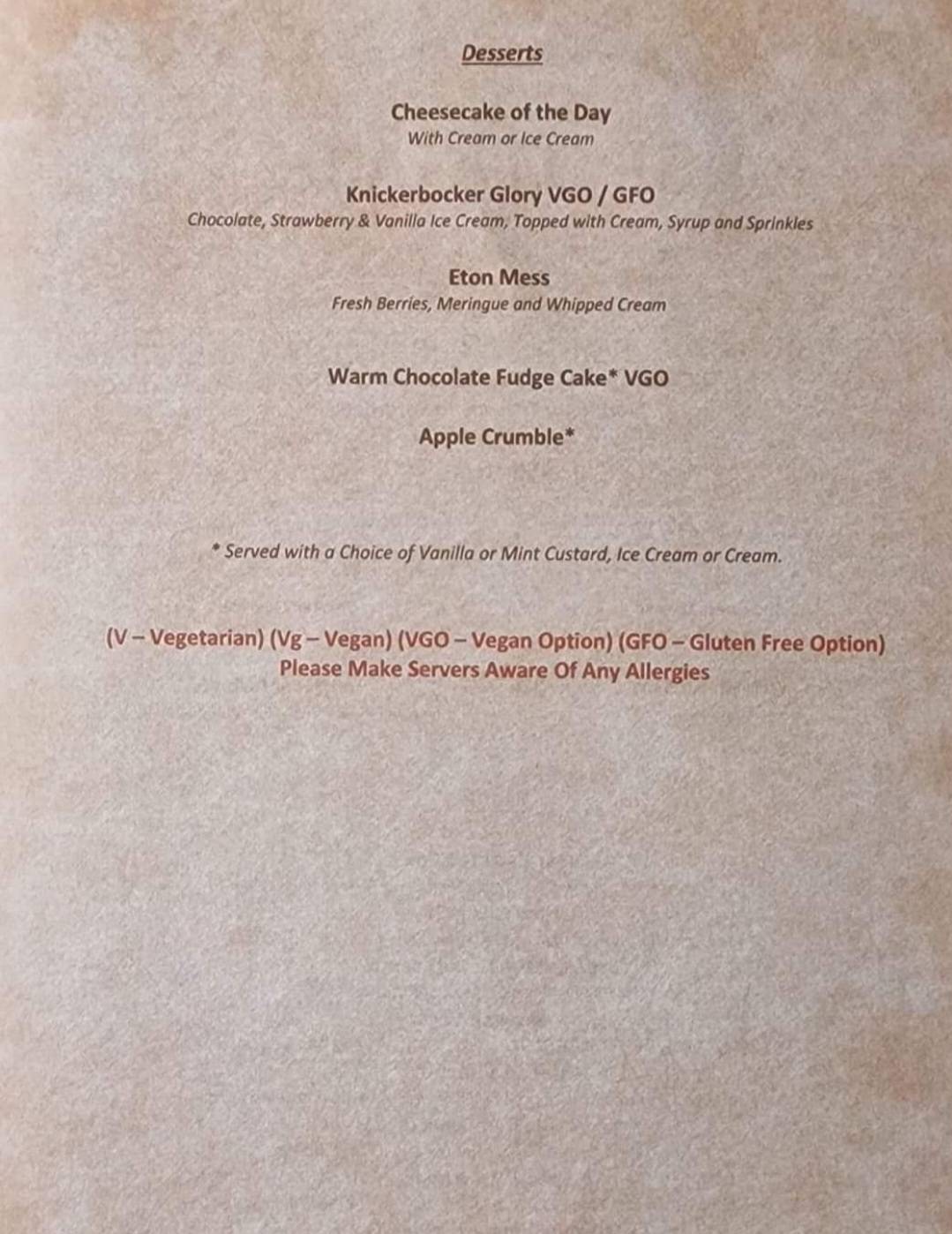 Menu at The Spotgate Inn pub & bar, Stone Rural