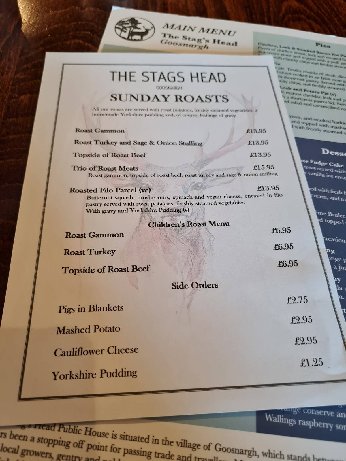 Menu at The Stags Head pub & bar, Preston