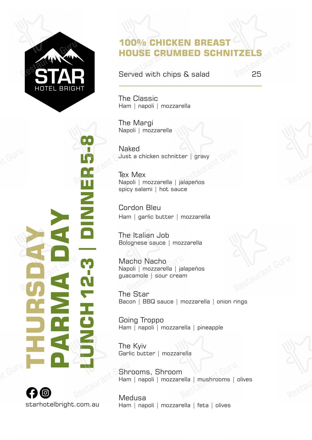 Menu at The Star Hotel Bright pub & bar, Bright