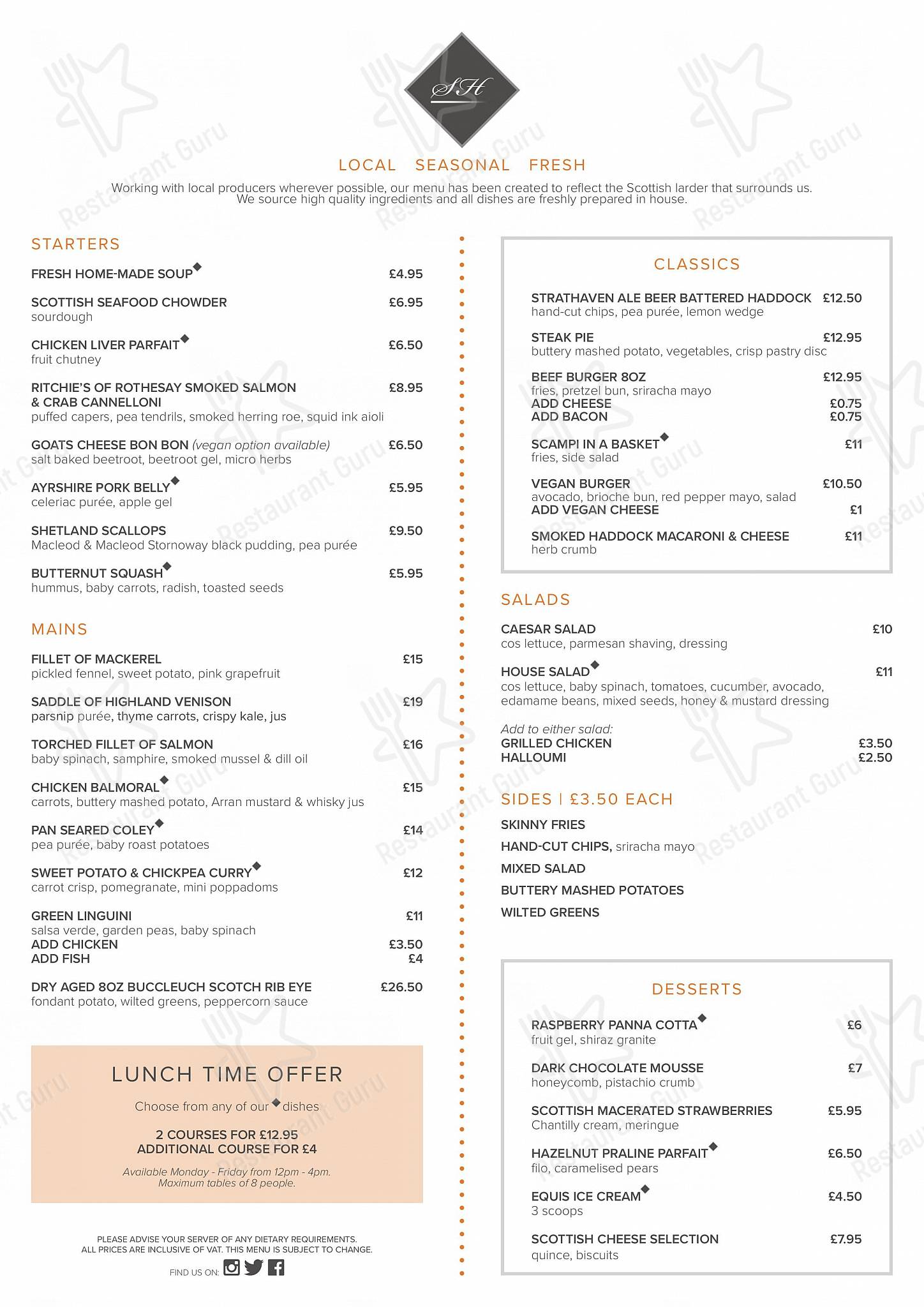 Menu at The Strathaven pub & bar, Strathaven, 6 Waterside St
