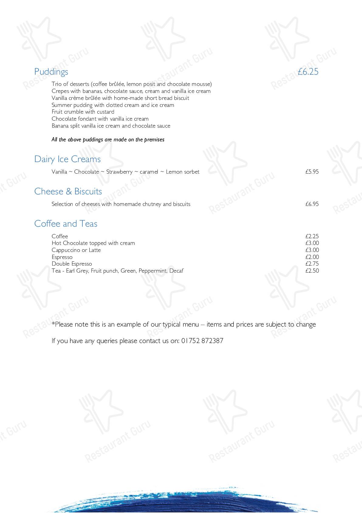 Menu at The Swan Inn pub & bar, Noss Mayo