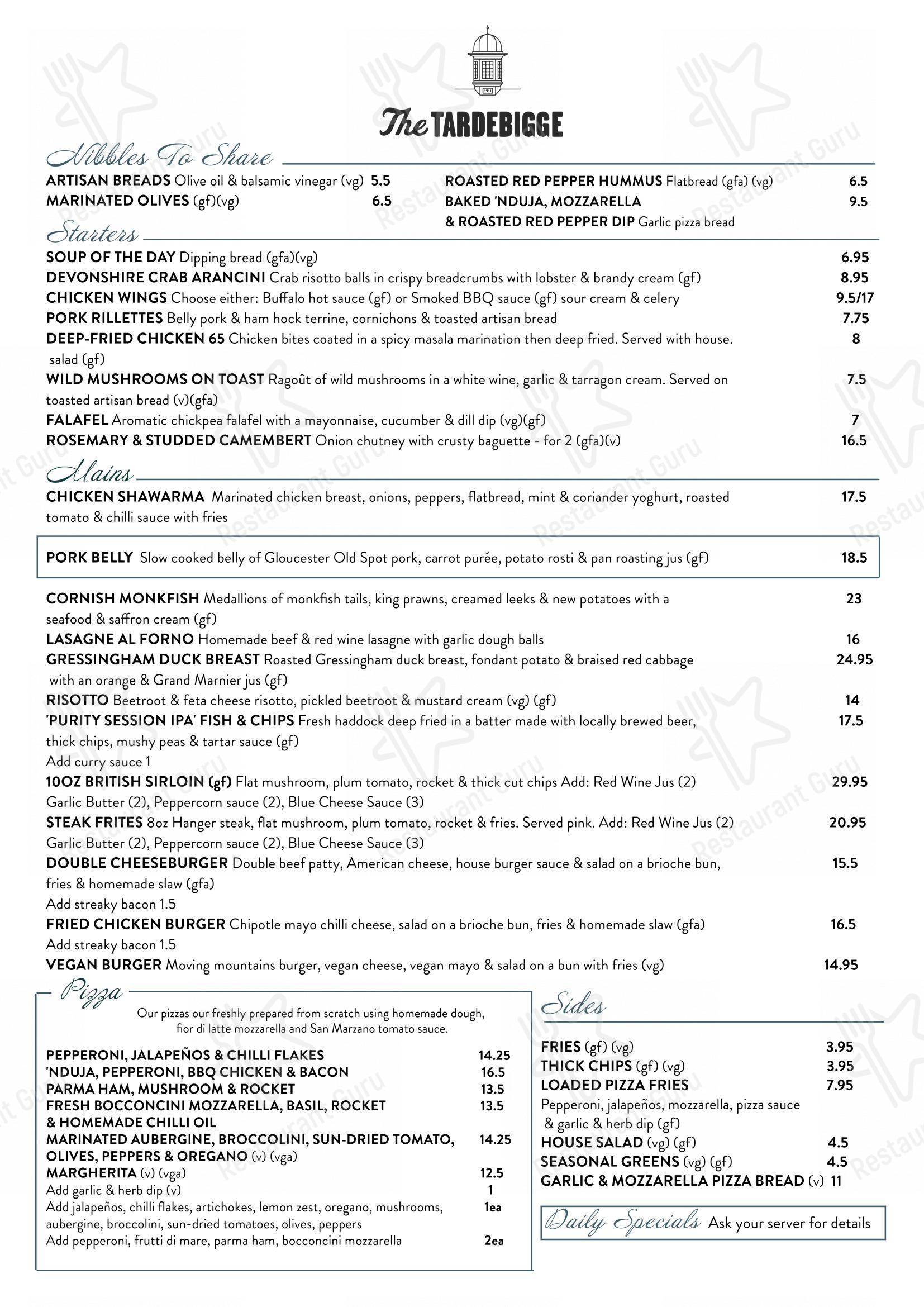 Carta de parrilla The Tardebigge, Redditch