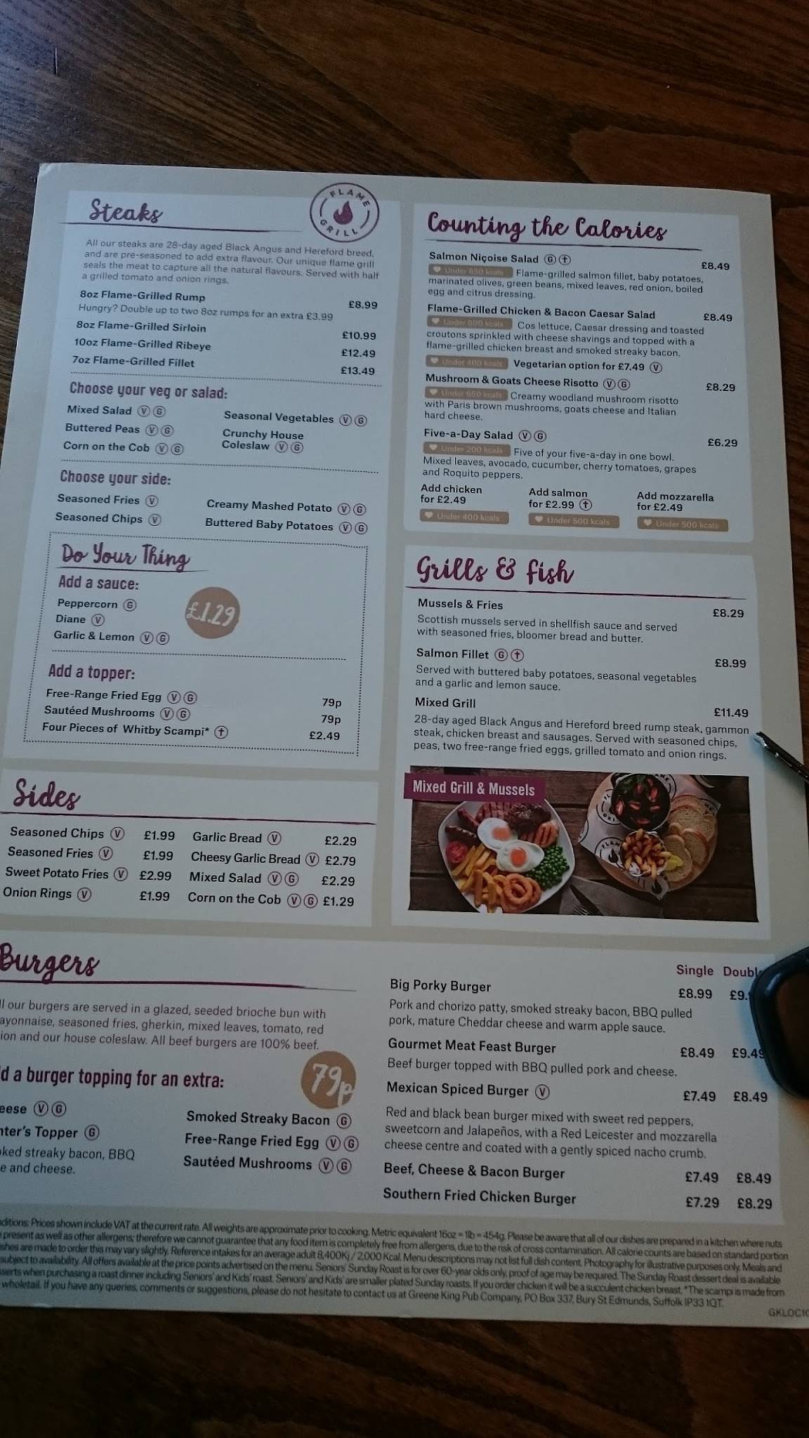 Menu at The Three Elms pub & bar, Hereford