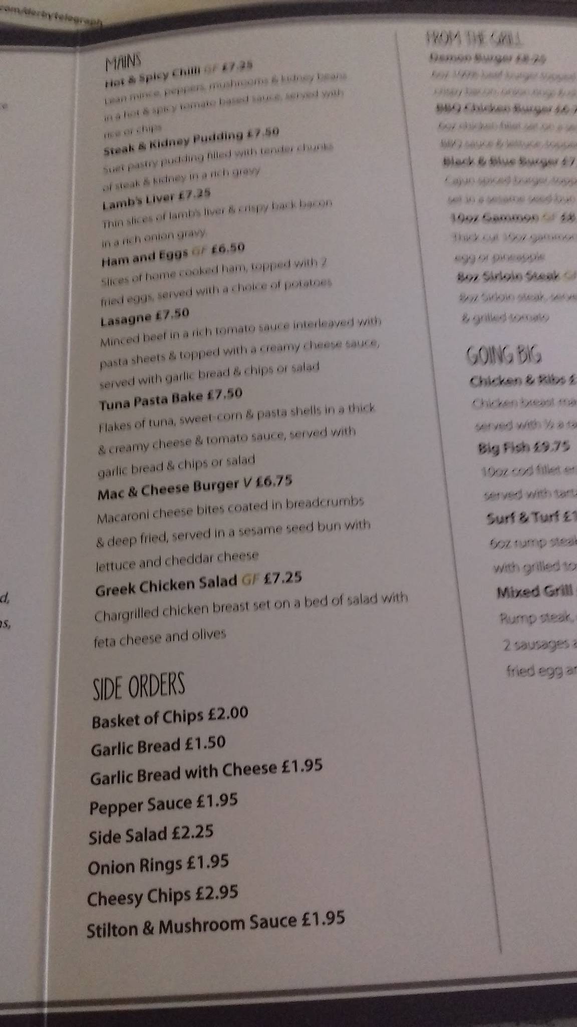 Menu at Three Horseshoes pub & bar, Morley, Main Road