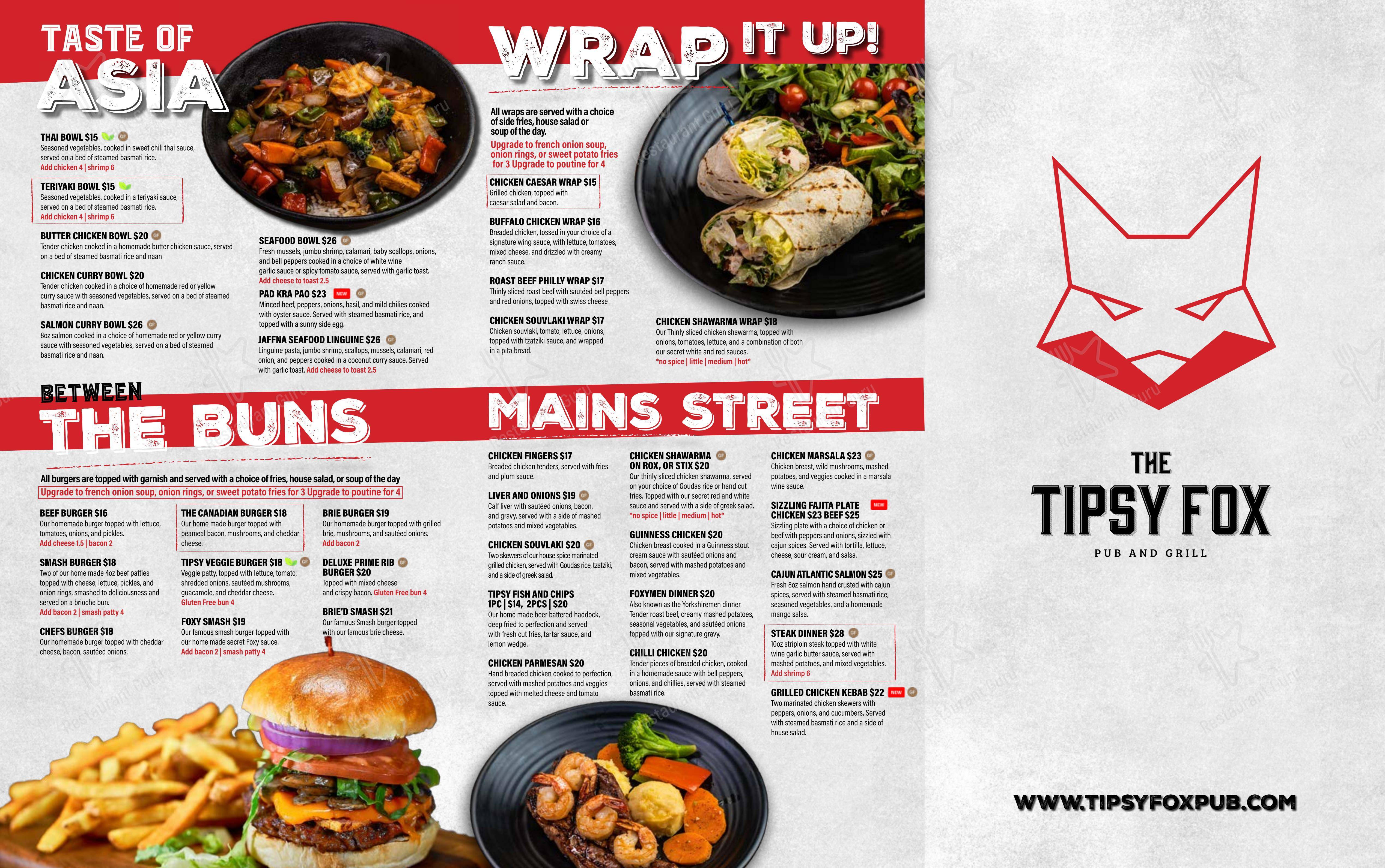 Menu at The Tipsy Fox Pub & Grill - Shelburne, Shelburne